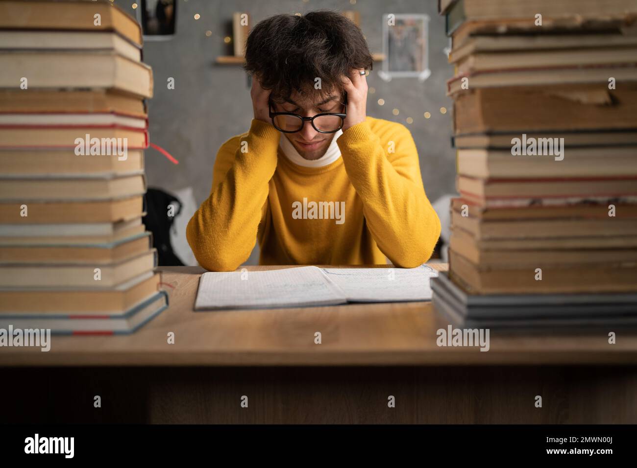 Preparing exam tired student hi-res stock photography and images - Alamy