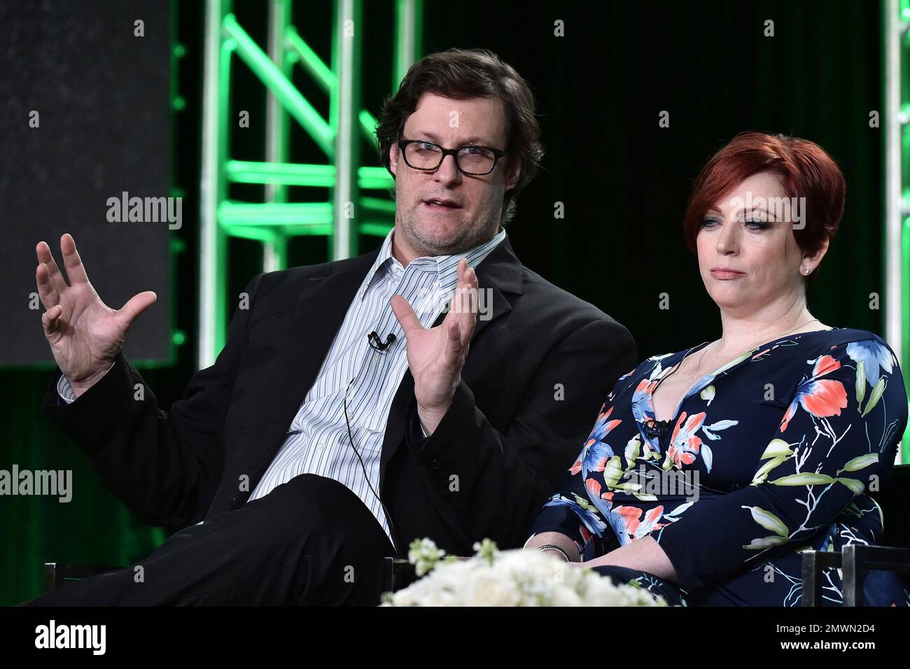 Don Argott, left, and Sheena Joyce attend the "Batman and Bill" panel ...