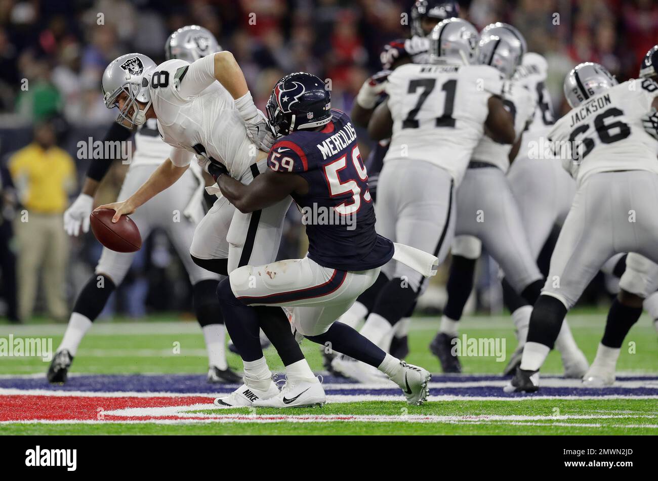 Houston Texans outside linebacker Whitney Mercilus (59) sacks Oakland ...
