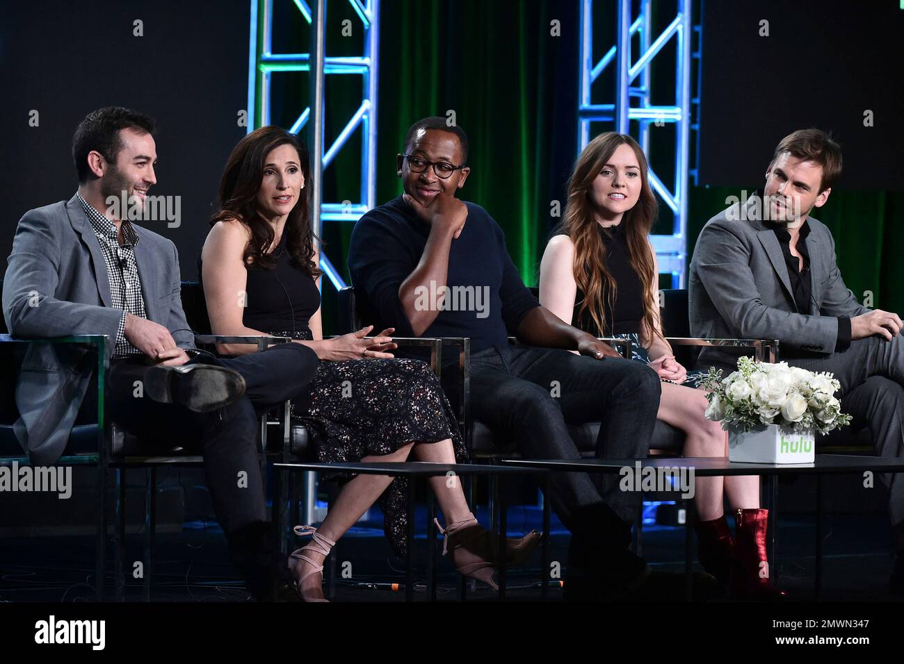 Zander Lehmann, from left, Michaela Watkins, Nyasha Hatendi, Tara Lynne ...