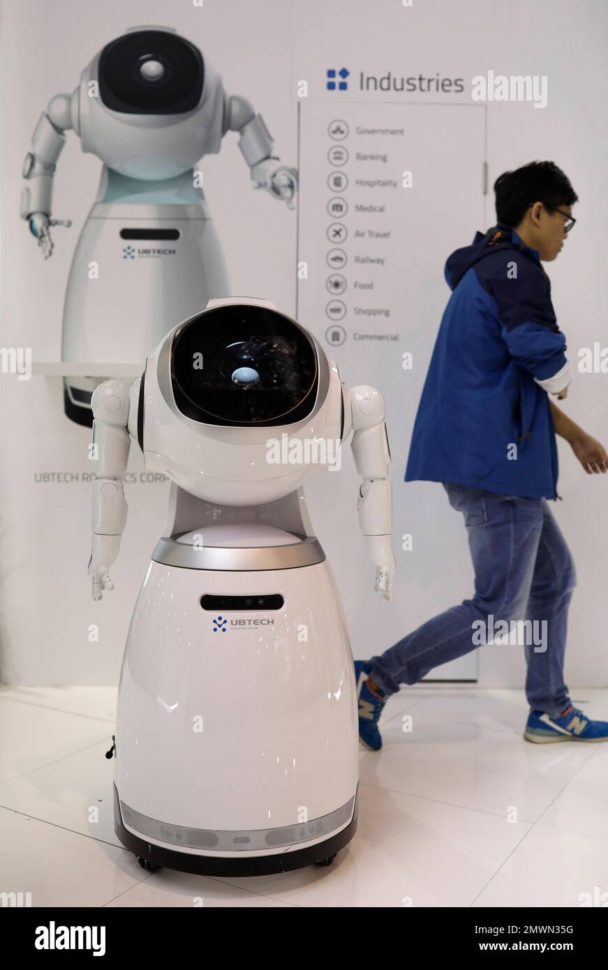 The Cruzr cloud-based service robot is on display at the Ubtech booth ...