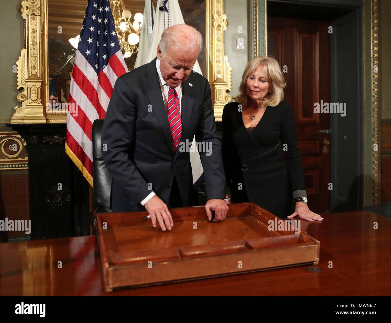 Vice President Joe Biden with his wife Jill Biden, right, talks about ...