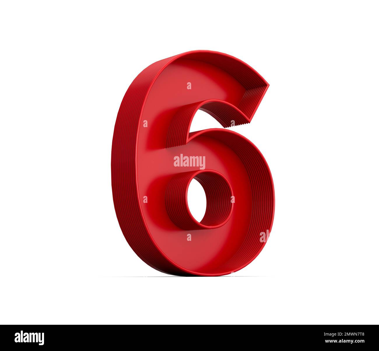 A 3d rendering of the red number 6 isolated on the empty white ...