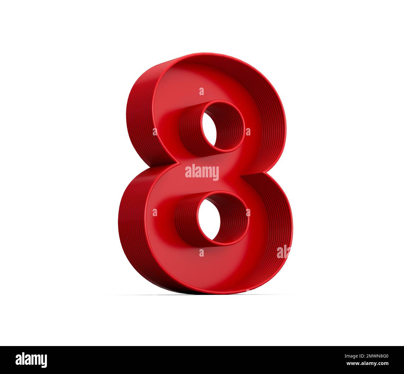 A 3d rendering of the red number 8 isolated on the empty white ...