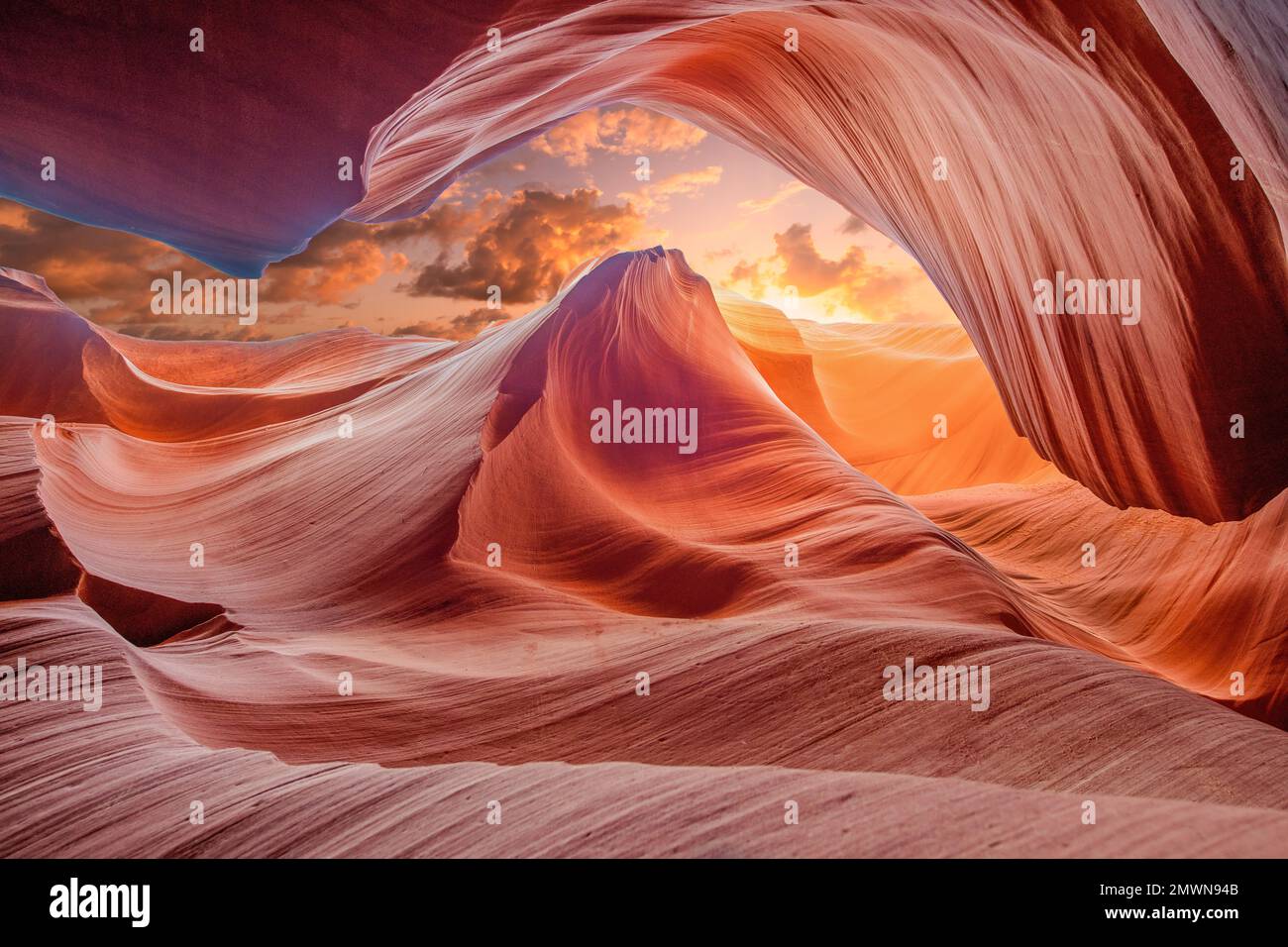 The curves and texture of Famous Antelope Canyon Arizona, USA Stock ...