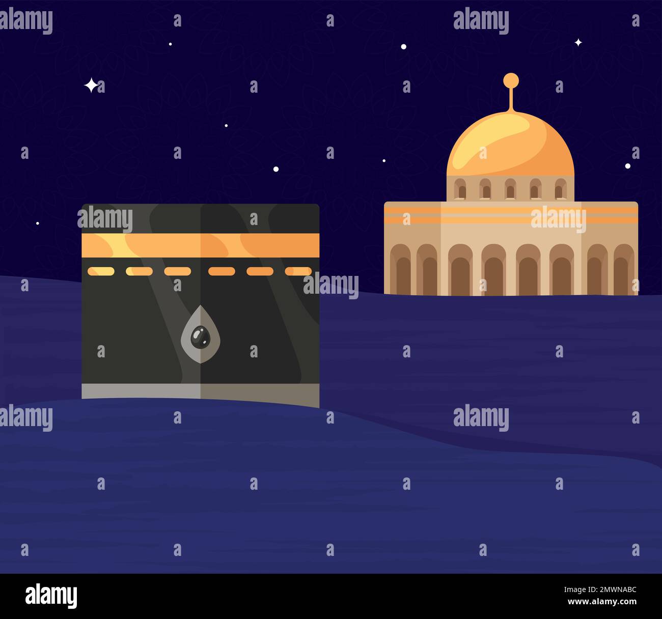 mecca and mosque night Stock Vector Image & Art - Alamy
