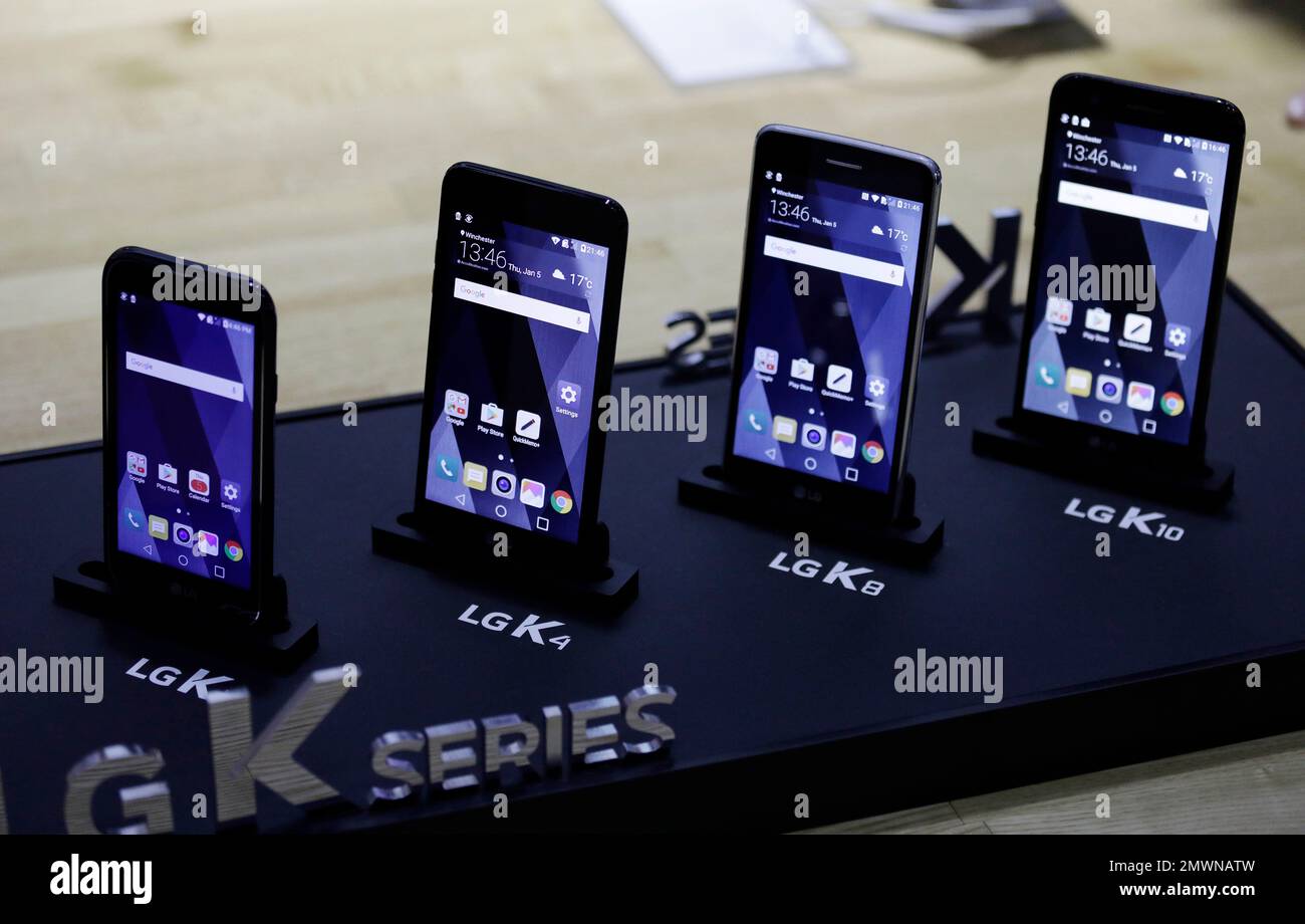 LG K series phones are on display at the LG booth during CES ...