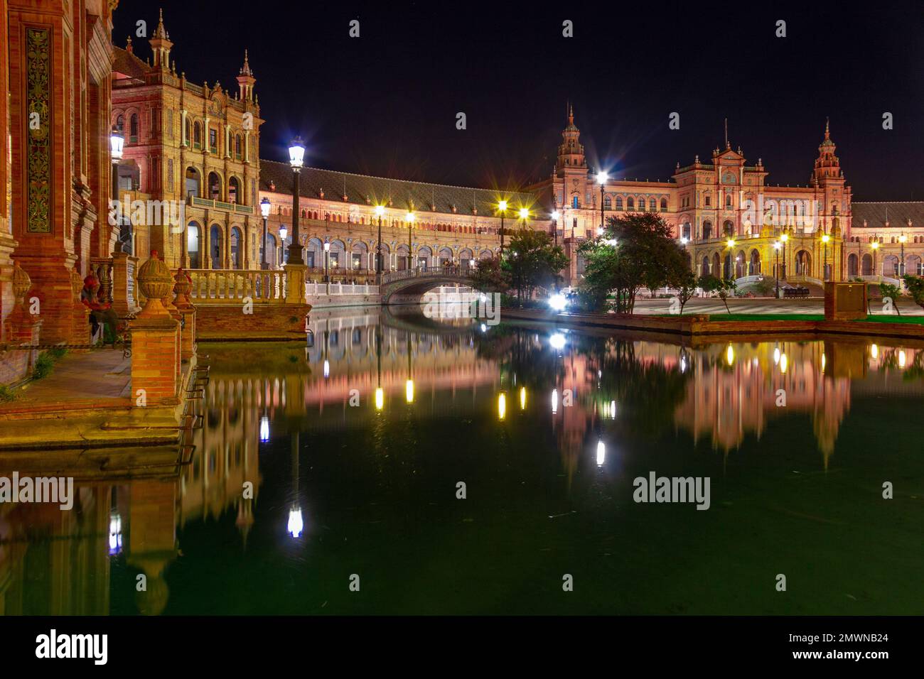 A scenic view of the Plaza of Spain located in Seville, Spain seen ...
