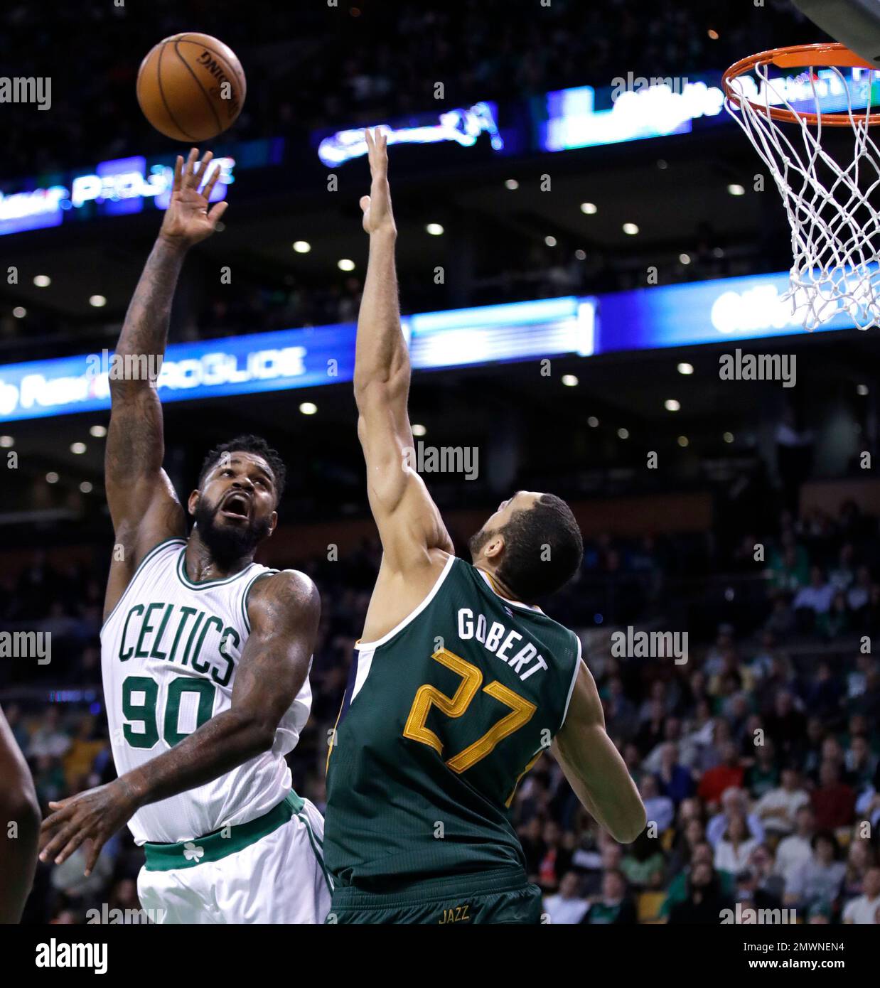 Boston Celtics forward Amir Johnson (90) shoots during the second half ...