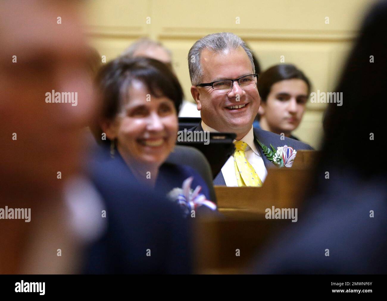 Rhode Island GOP House Minority Leader PatriciaMorgan, center left, and ...