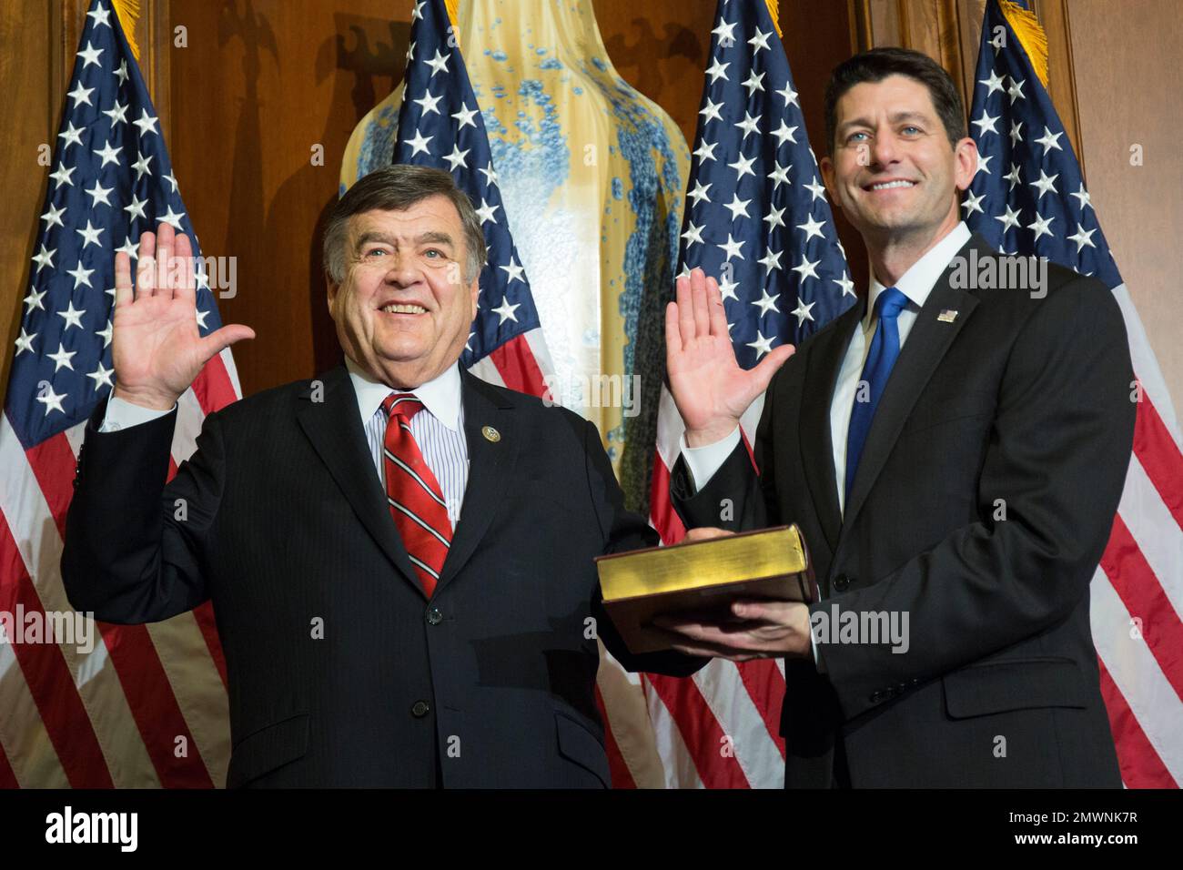 House Speaker Paul Ryan of Wis. administers the House oath of office to ...