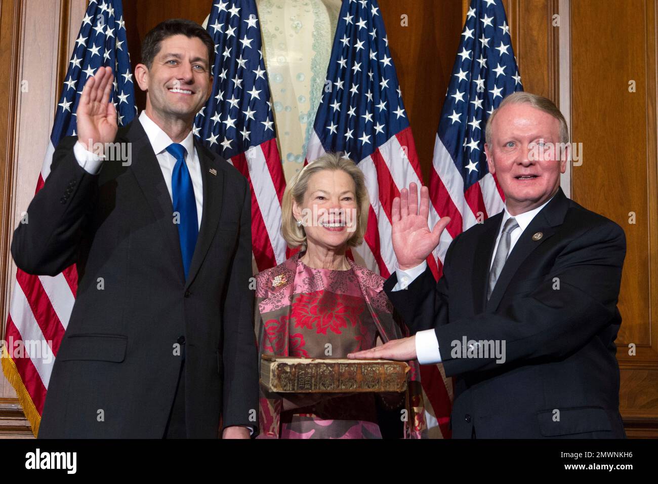 House Speaker Paul Ryan of Wis. administers the House oath of office to ...