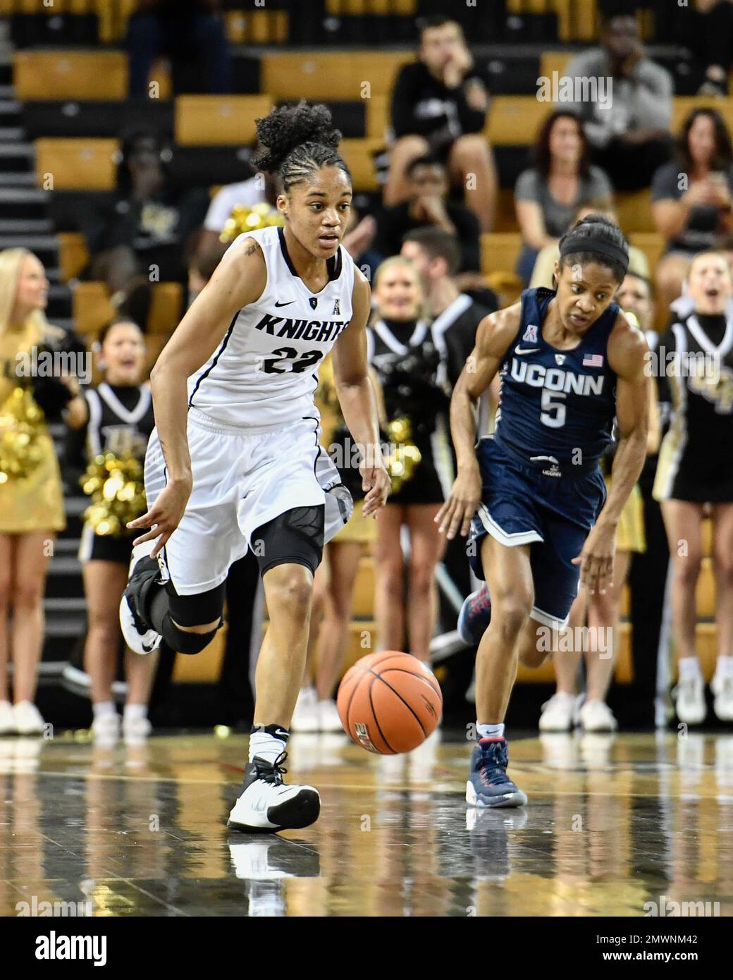 Central Florida guard Aliyah Gregory (22) leads the break during the ...