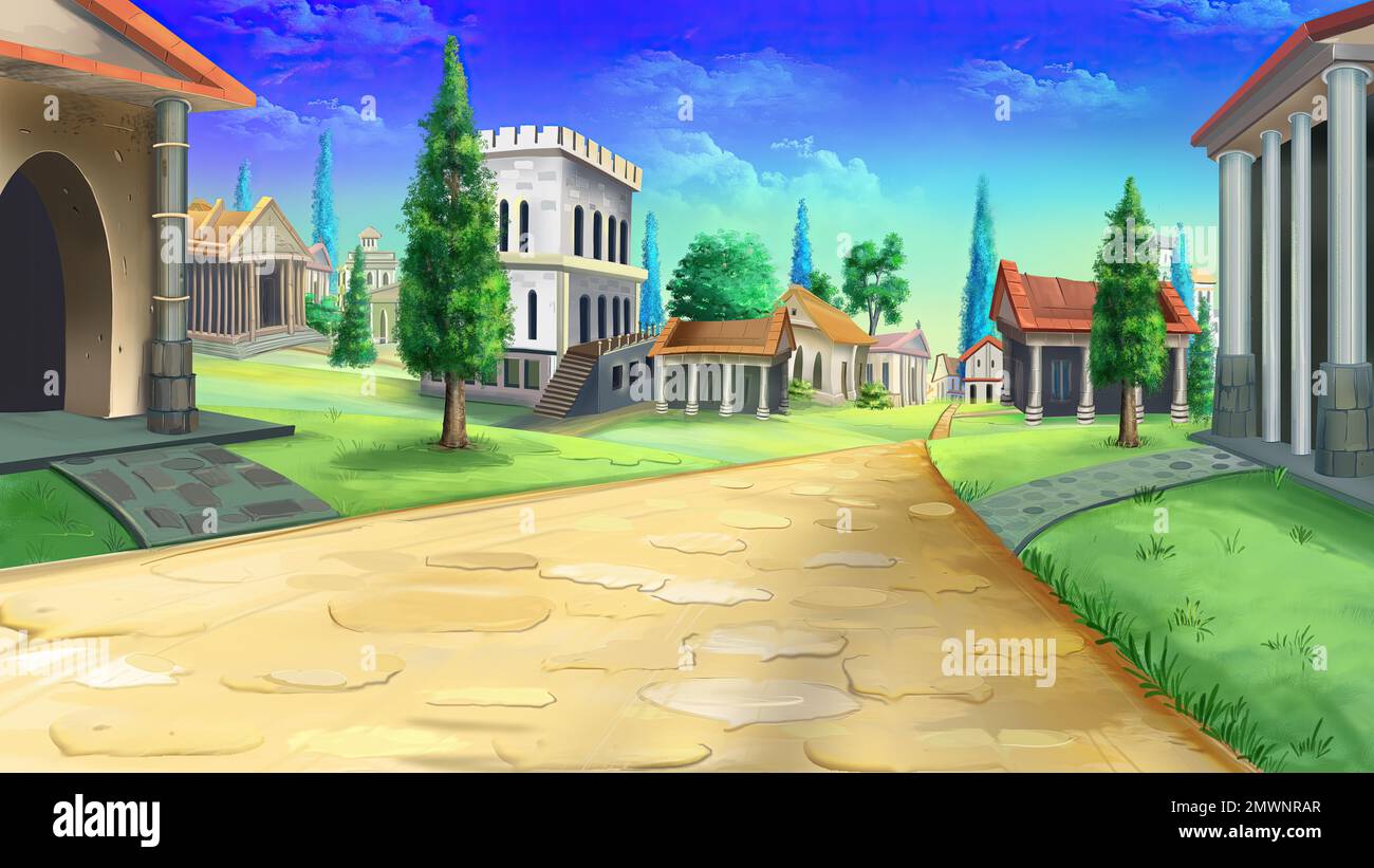 Ancient Rome on a sunny day. Digital Painting Background, Illustration ...