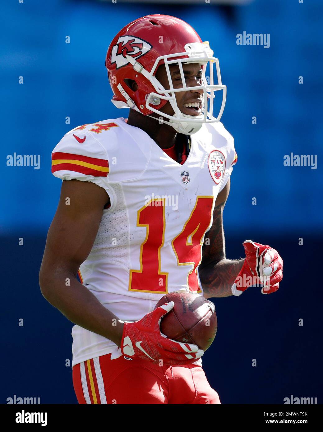 Kansas City Chiefs wide receiver Demarcus Robinson (14) during an NFL ...