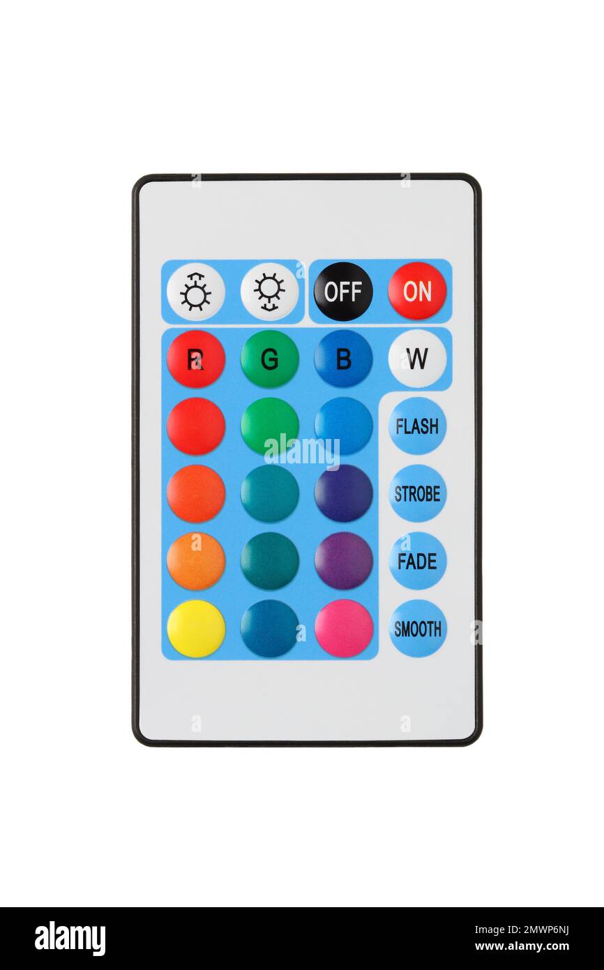Remote Control With Multi Colored Led Lights Isolated On White