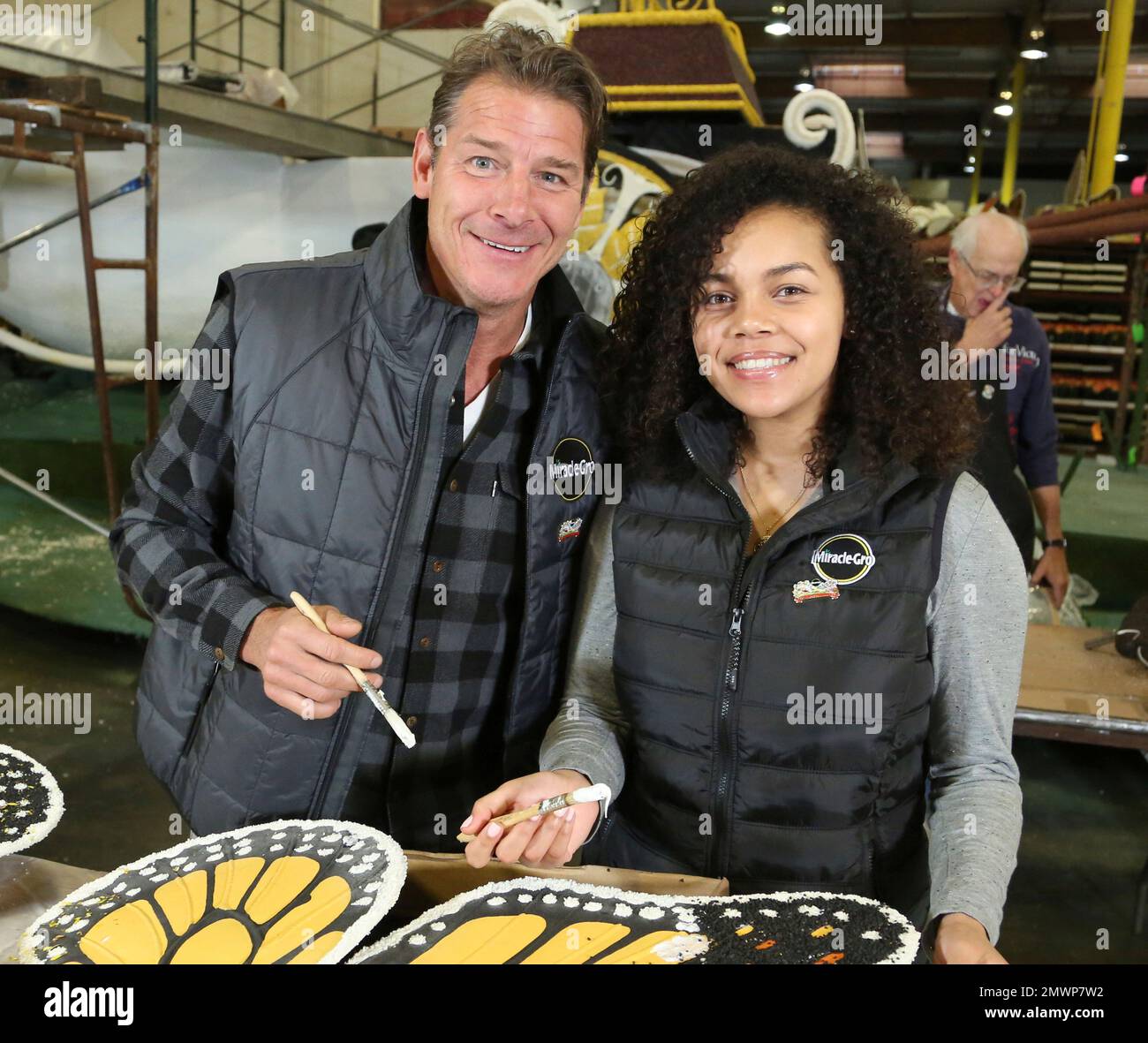 Ty Pennington, left, and Madison Triplett attend Miracle-Gro's float ...