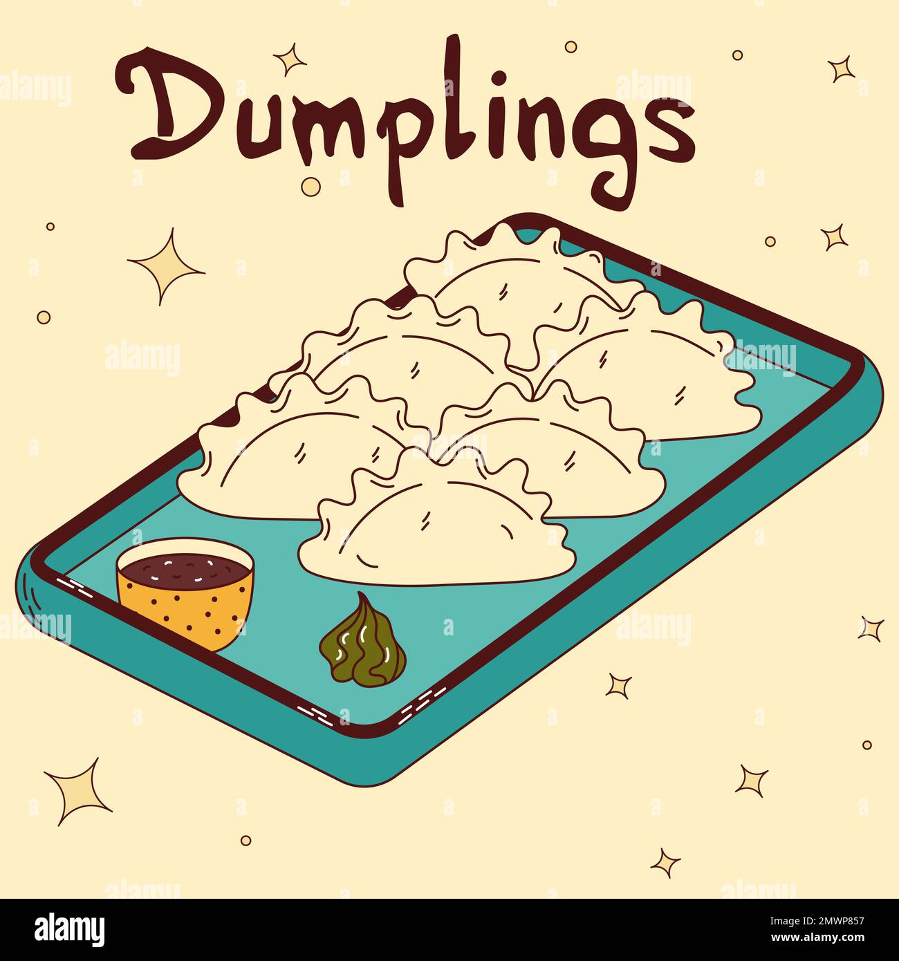 Traditional Japanese food. Asian dumplings. Vector illistration Stock ...