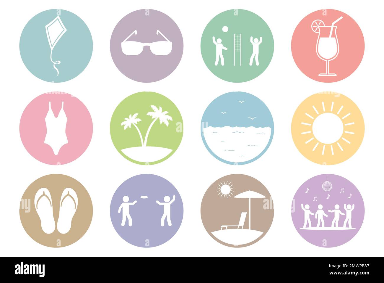 Summer vacations and leisure icon set. Vector Stock Vector Image & Art ...