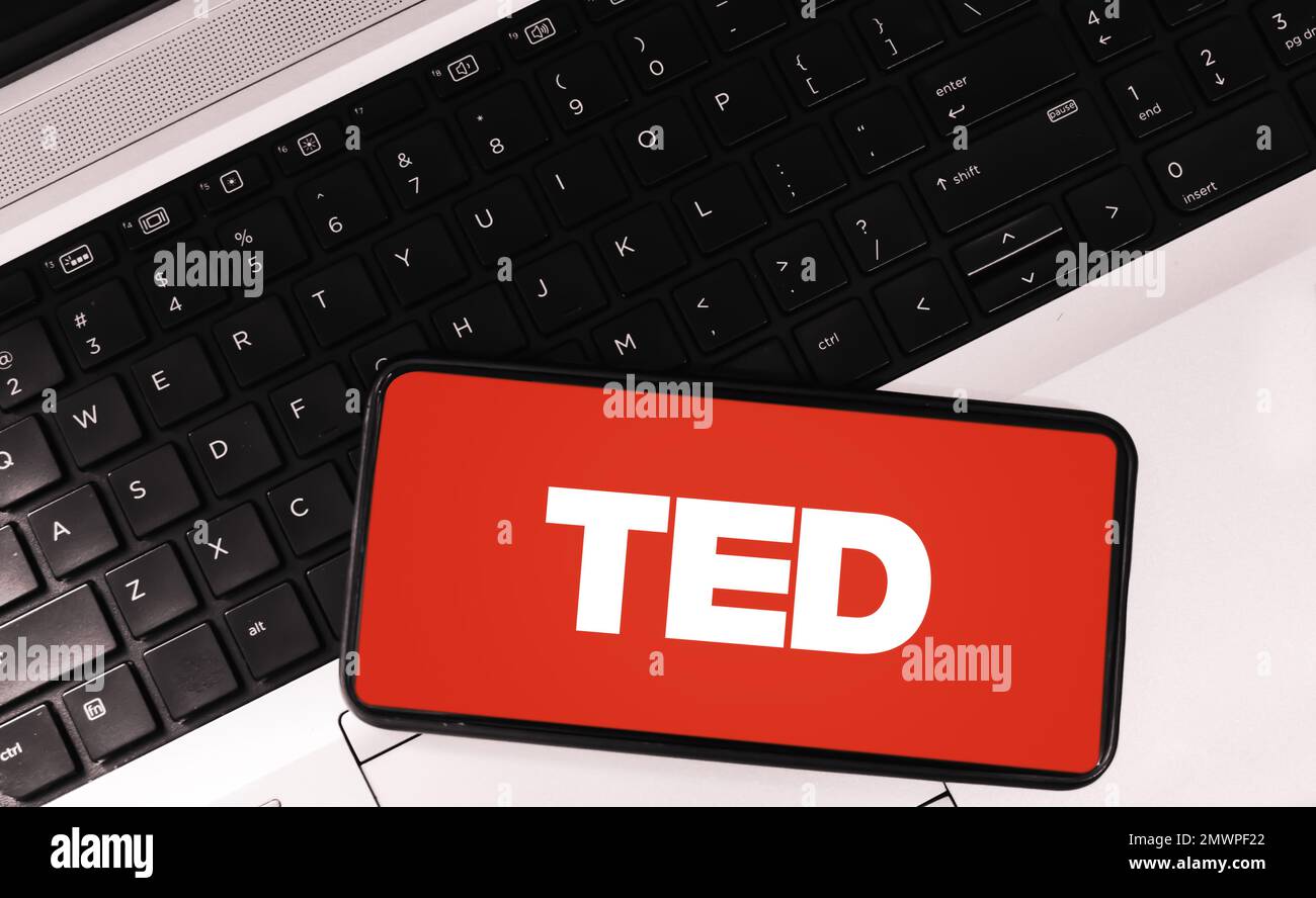30.1, Pakistan. TED logo on mobile screen with laptop in the background ...