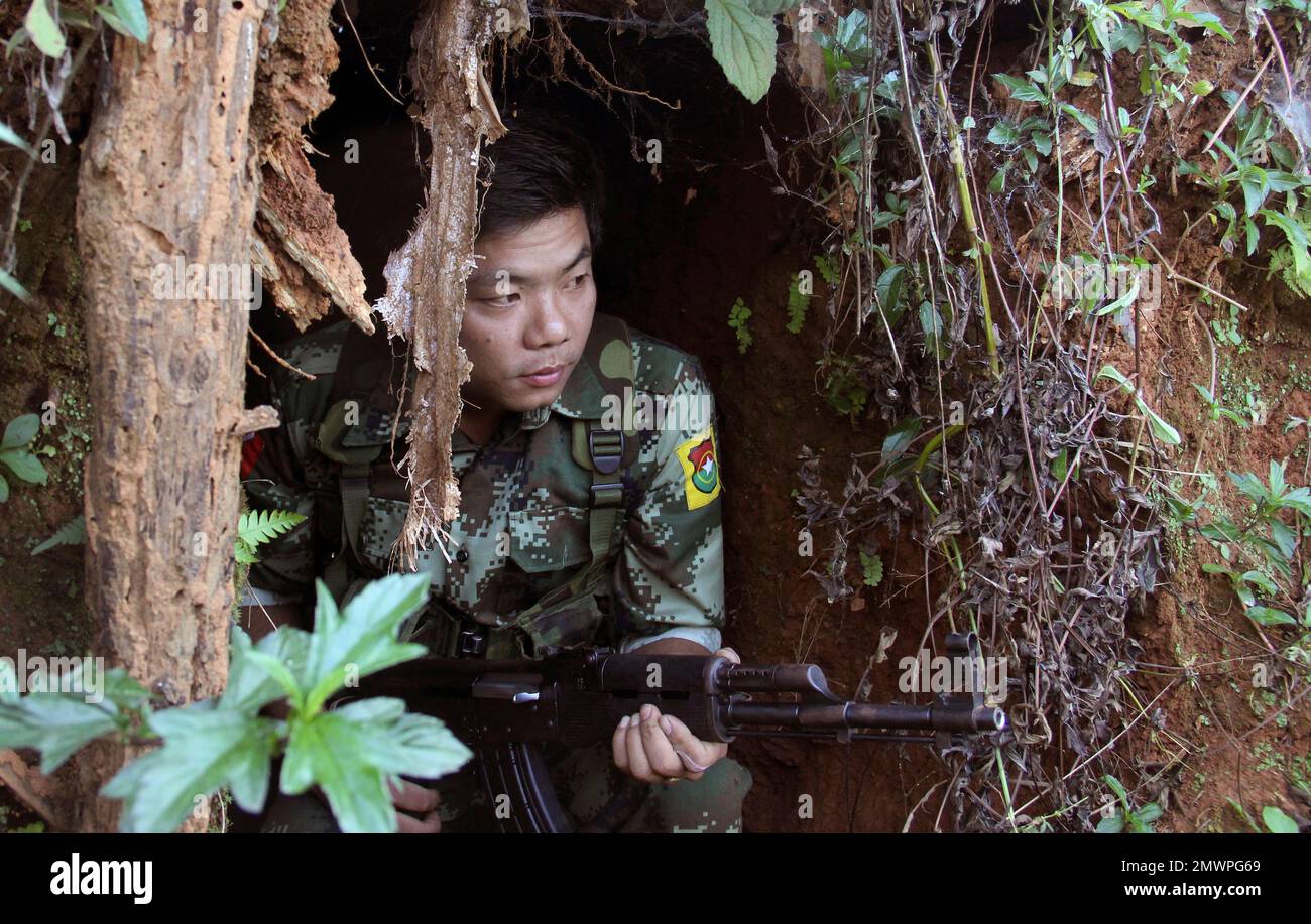 In this Nov. 30, 2016 photo, a Kachin Independence Army (KIA) soldier ...