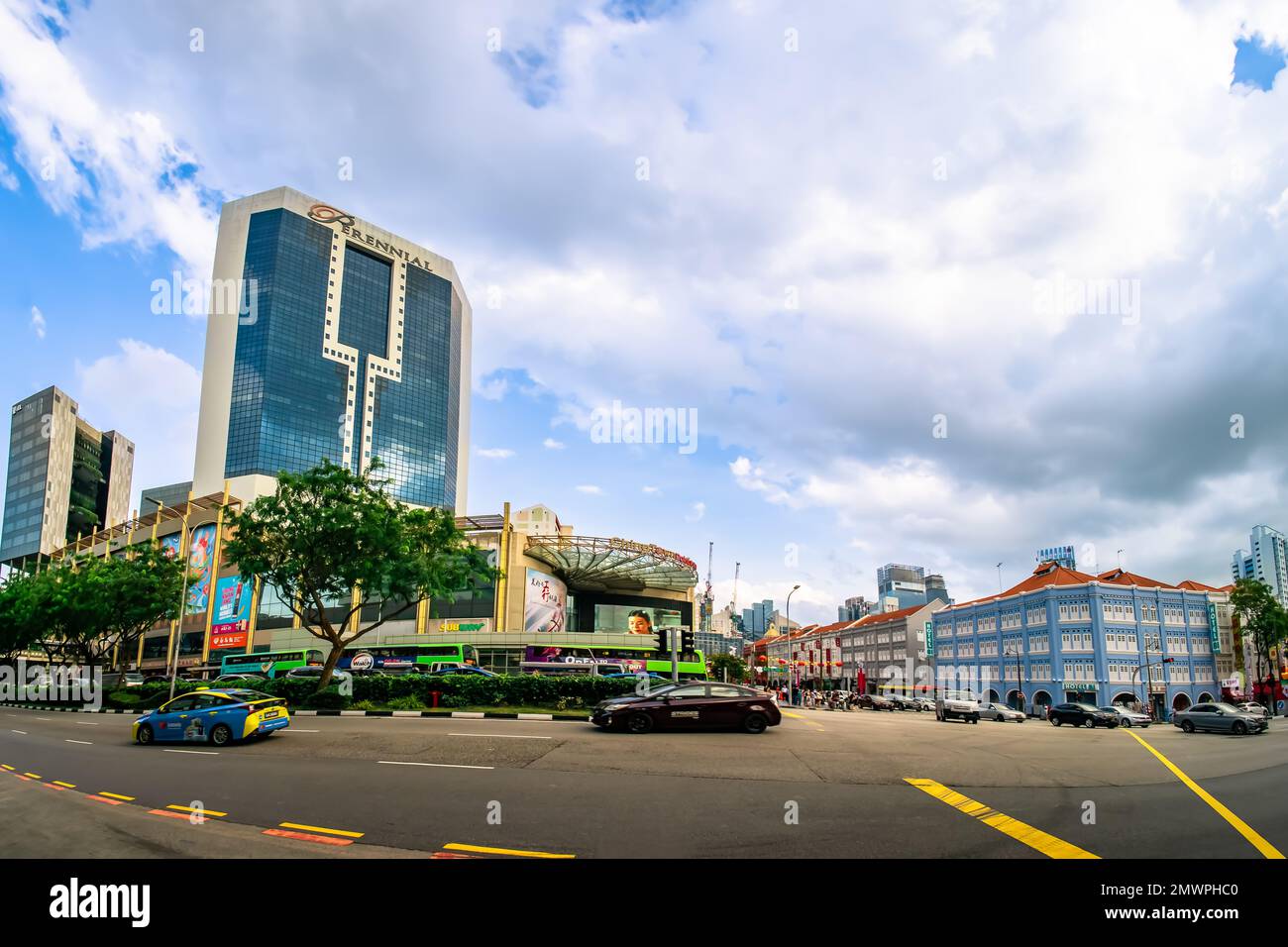 Singapore Chinatown cityscape at upper cross street and Eu Tong Sen ...