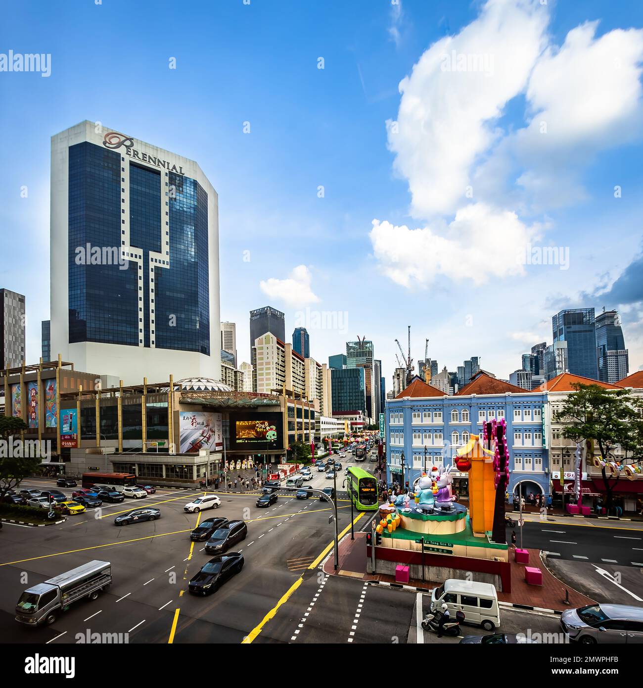 Singapore Chinatown cityscape at upper cross street and Eu Tong Sen ...