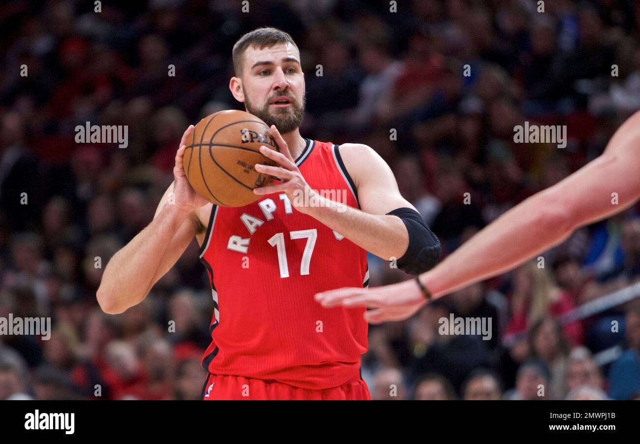 Toronto Raptors center Jonas Valanciunas is shown during the first half ...