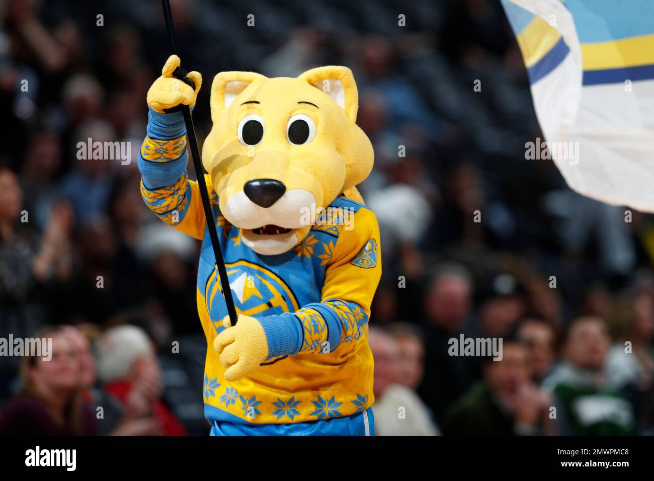 Denver Nuggets mascot Rocky the mountain lion in the first half of an ...