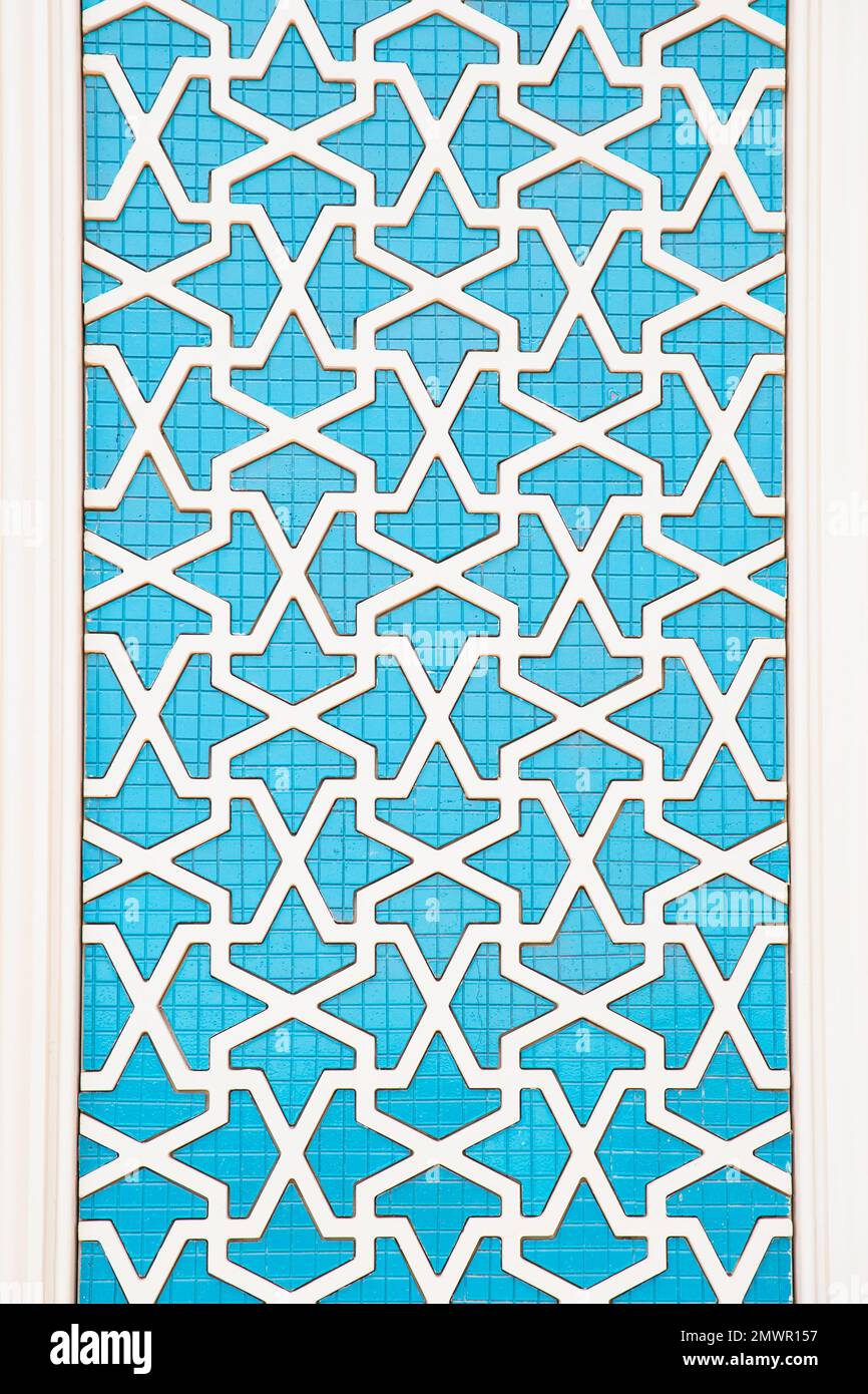 Muslim islamic turquoise blue white pattern ornament, wall tile, stars ...