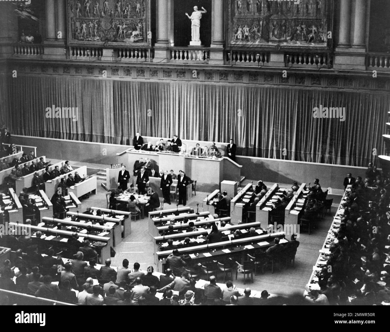President of the French National Assembly, Edouard Herriot, centre ...