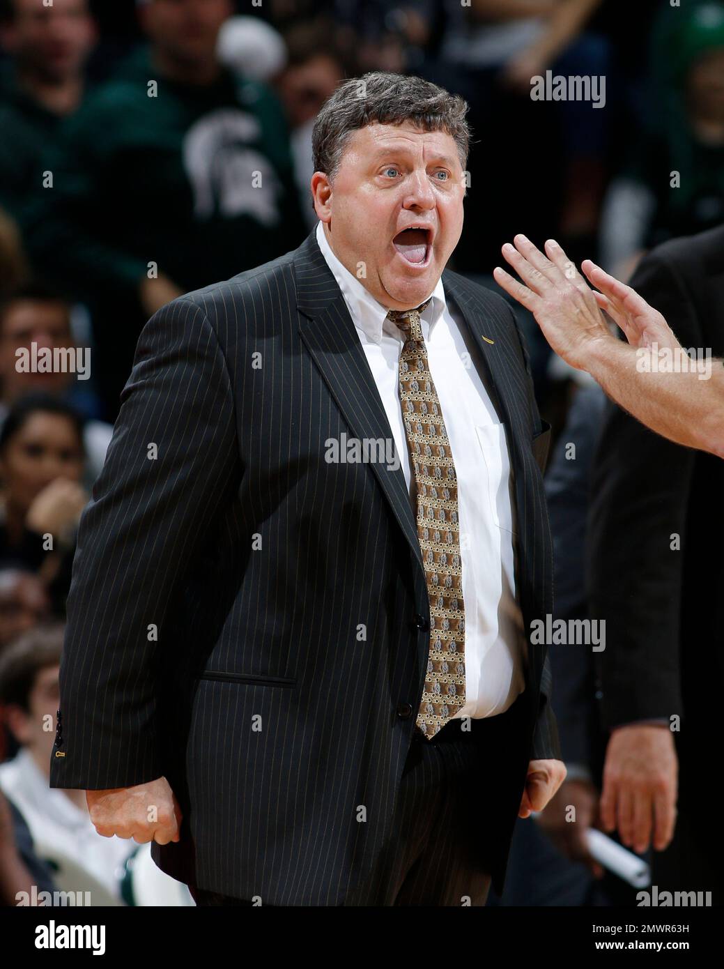 Oakland coach Greg Kampe reacts to a call during the second half of the ...