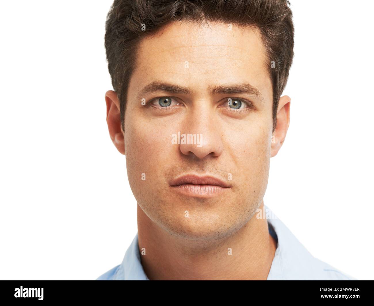Locked in his stare. Closeup portrait of a handsome young man looking ...