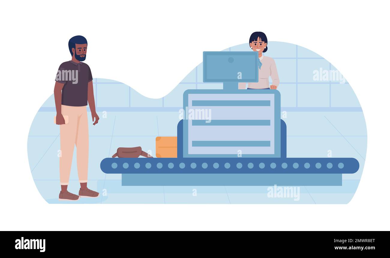 Luggage scanning 2D vector isolated illustration Stock Vector Image ...