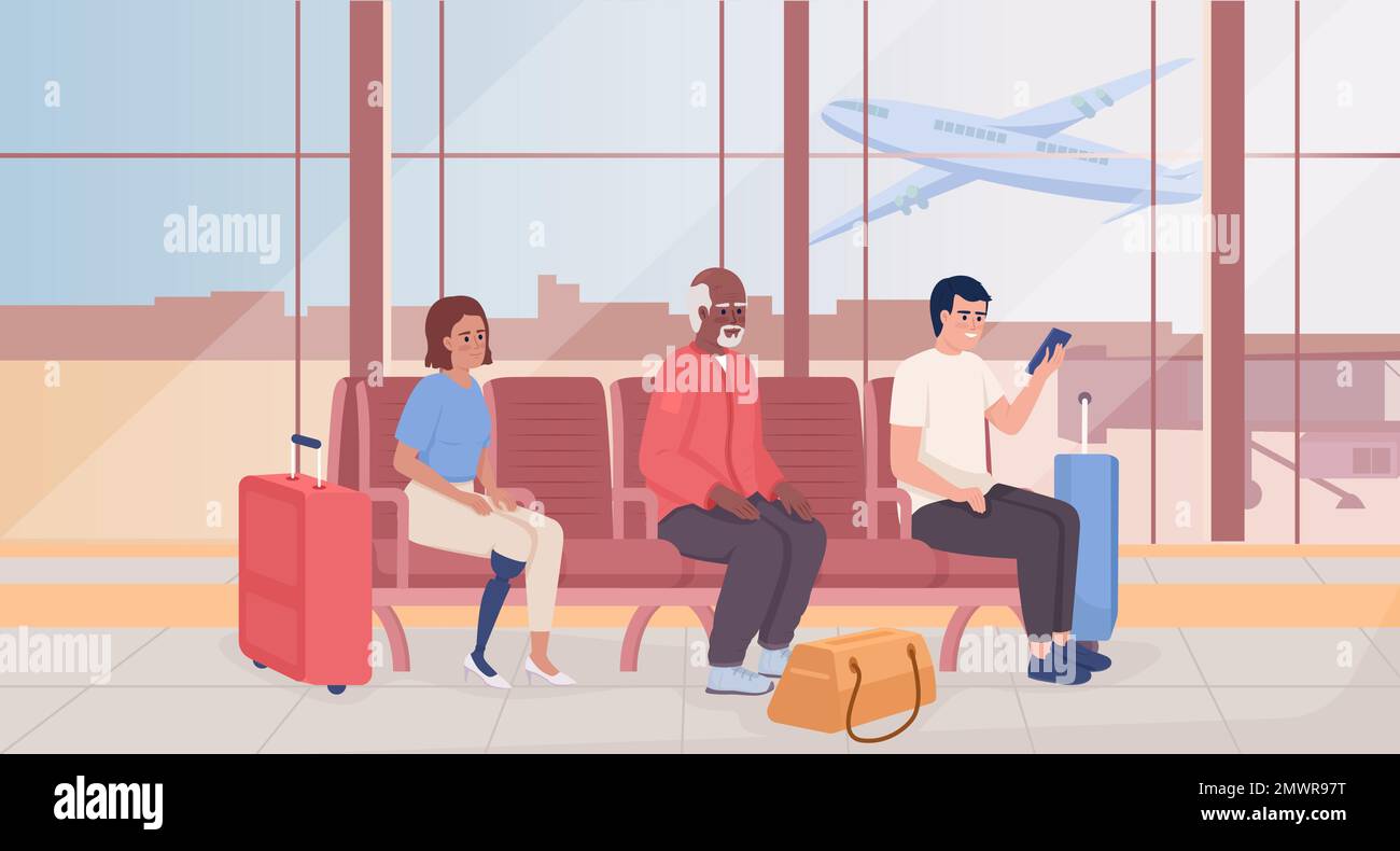 Airport lounge flat color vector illustration Stock Vector Image & Art ...