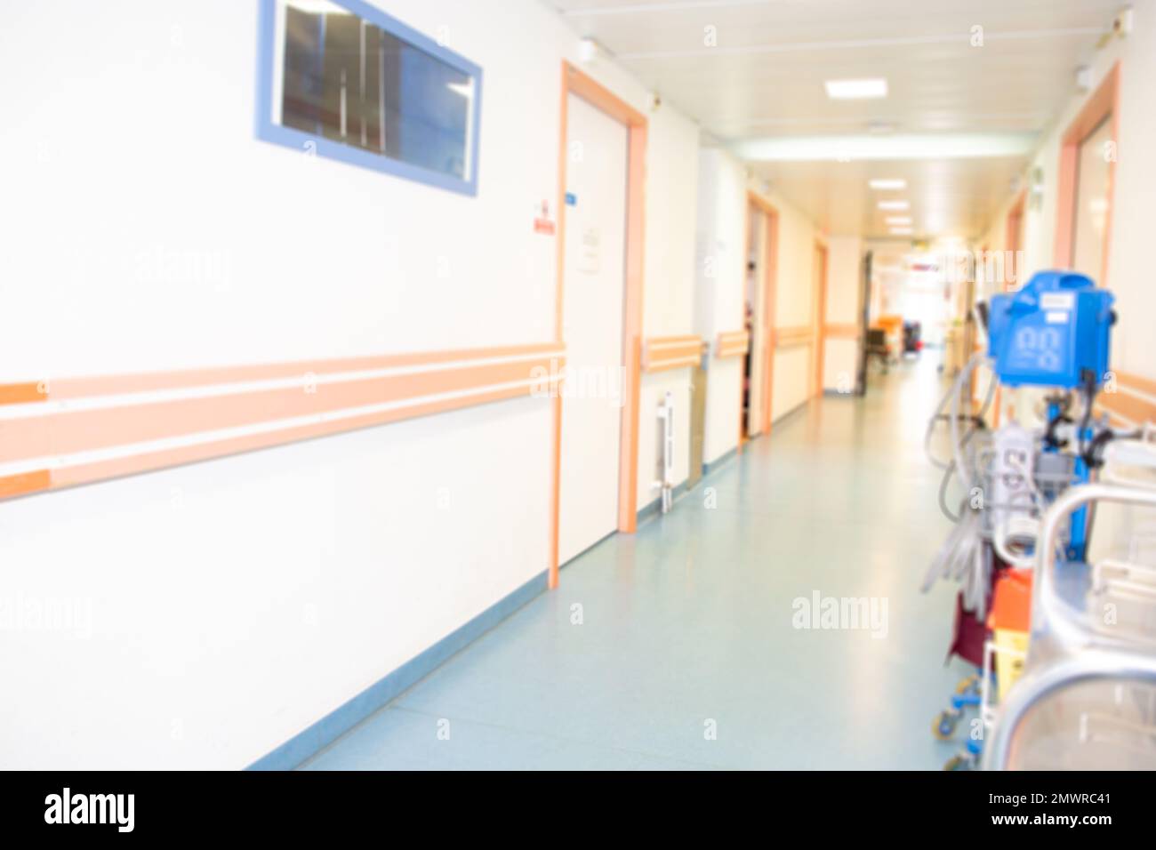 Hall of deep empty hospital corridor Stock Photo - Alamy