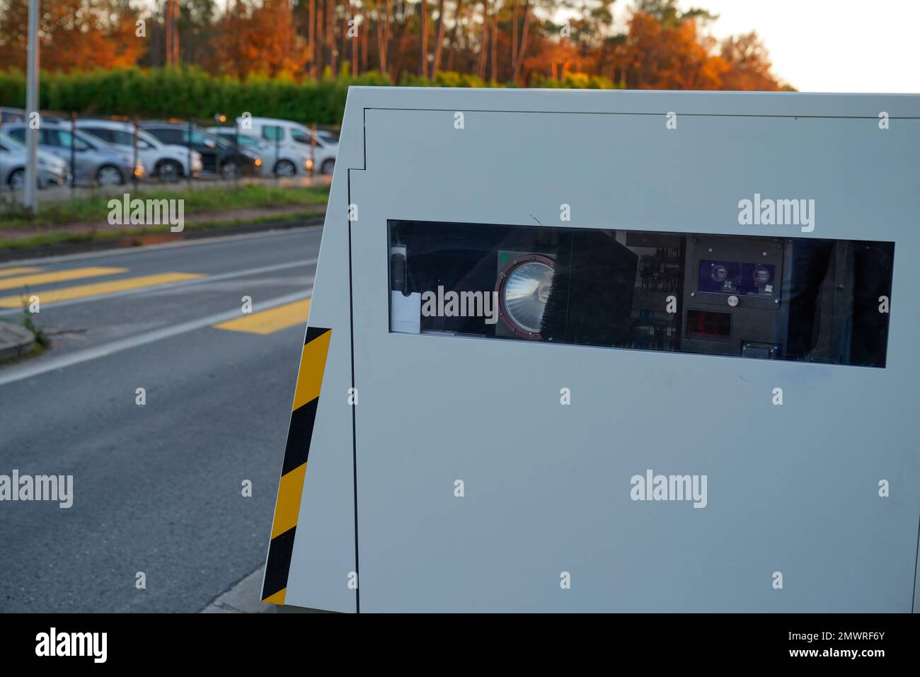 automatic camera car modern speed trap auto radar on the roadside Stock ...