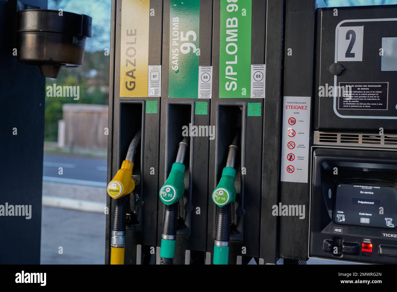 Bordeaux , Aquitaine / France - 03 03 2020 : Close up car gas pump ...