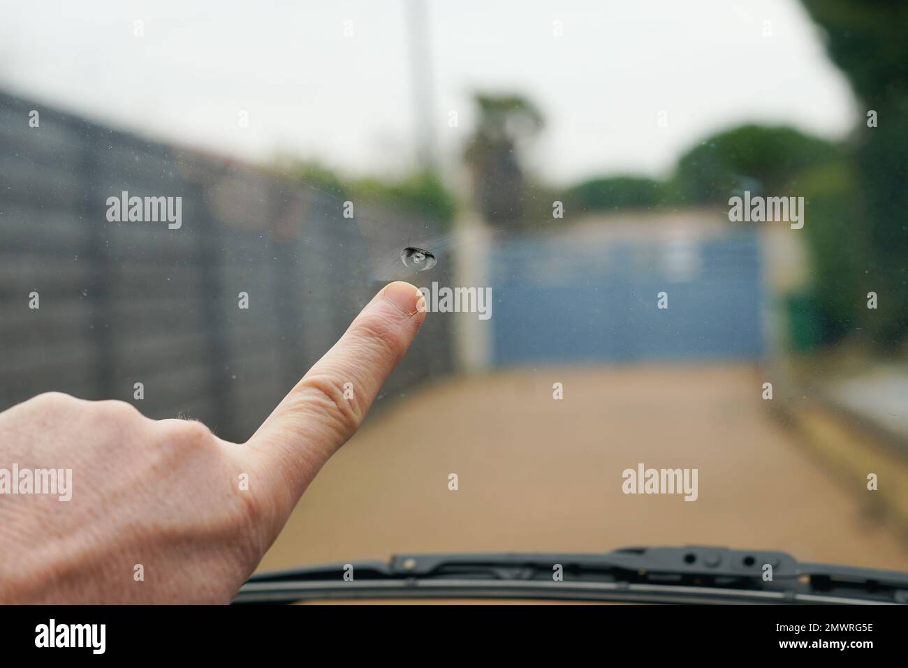 Broken windshield motorcar Smashed windscreen of a car cracked glass ...
