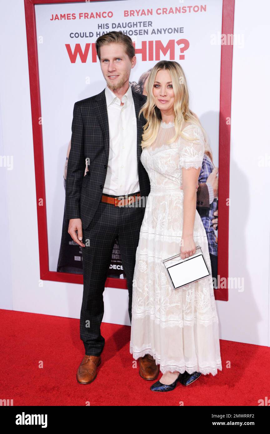 Karl Cook, left, and Kaley Cuoco attend the world Premiere of "Why Him ...
