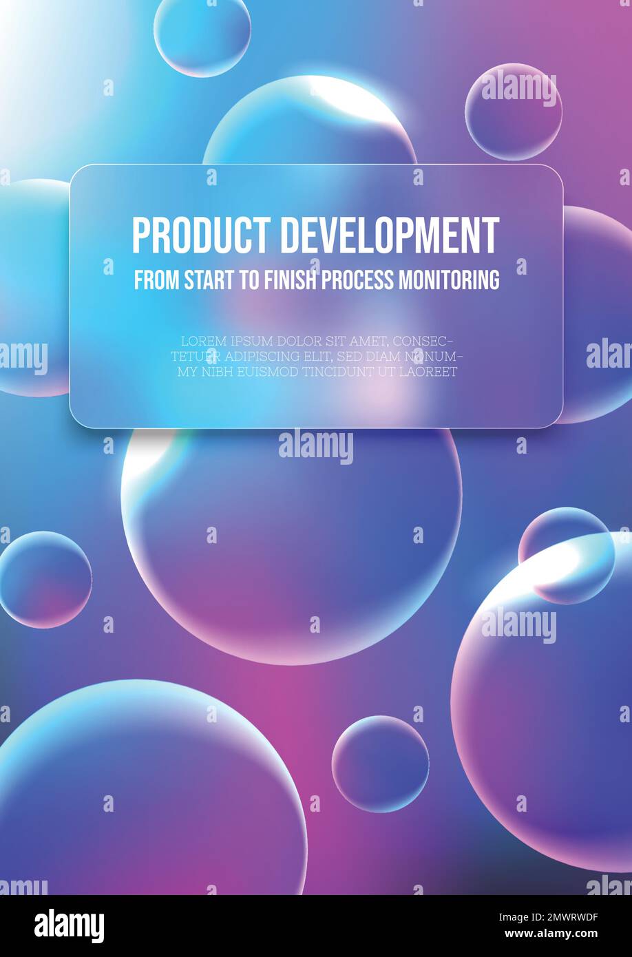 Gradient 3D vector shapes background copy space with blurred glass ...