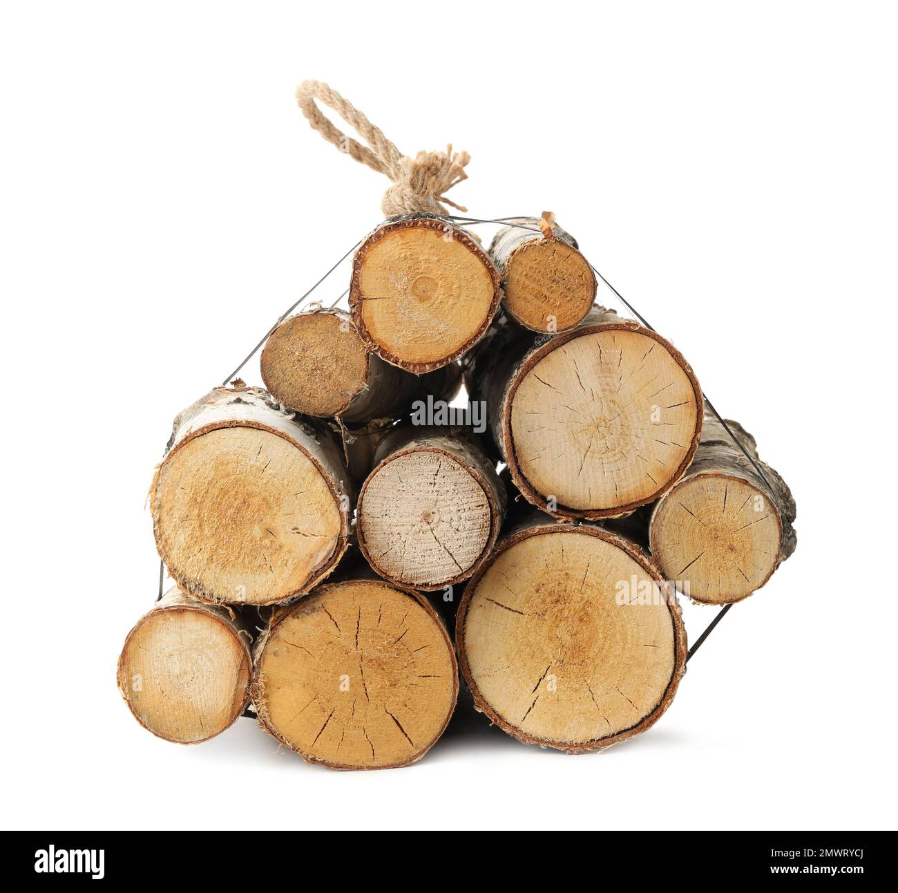 Bunch of cut firewood isolated on white Stock Photo - Alamy