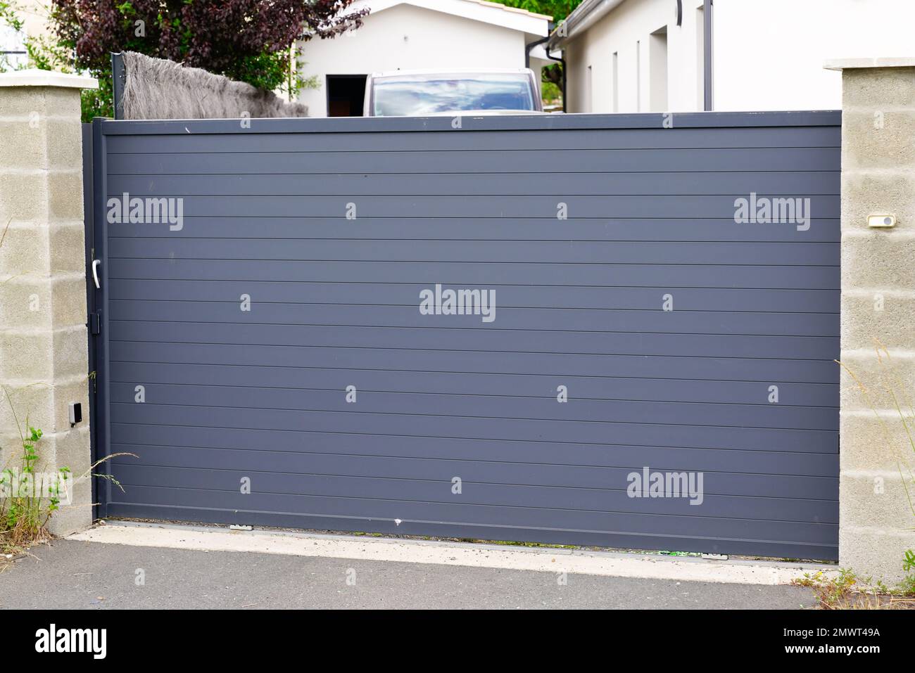 grey high steel slide modern gate gray aluminum sliding portal of home ...