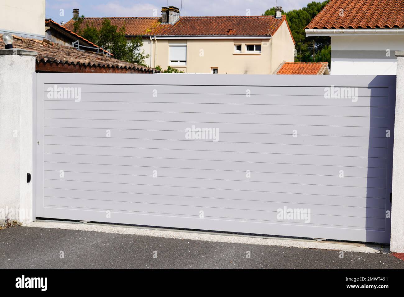 Aluminum slide steel home white beige gate sliding portal of suburb ...
