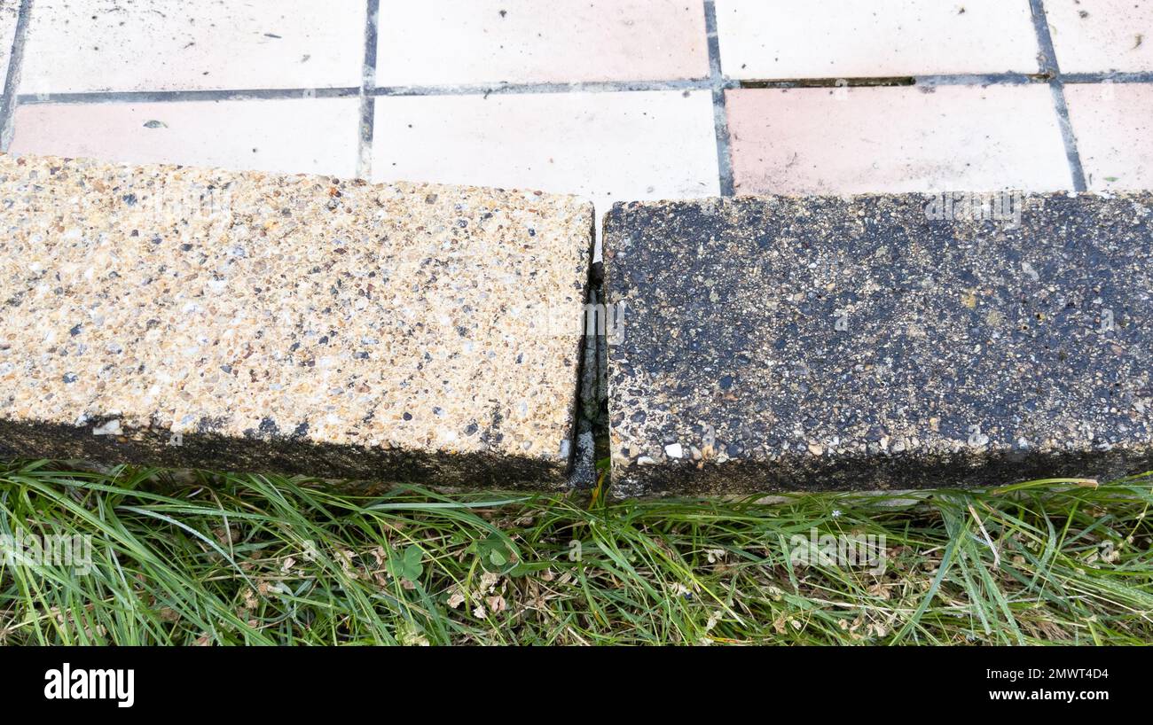 sidewalk terrace floor slabs cleaned with a high-pressure jet before ...