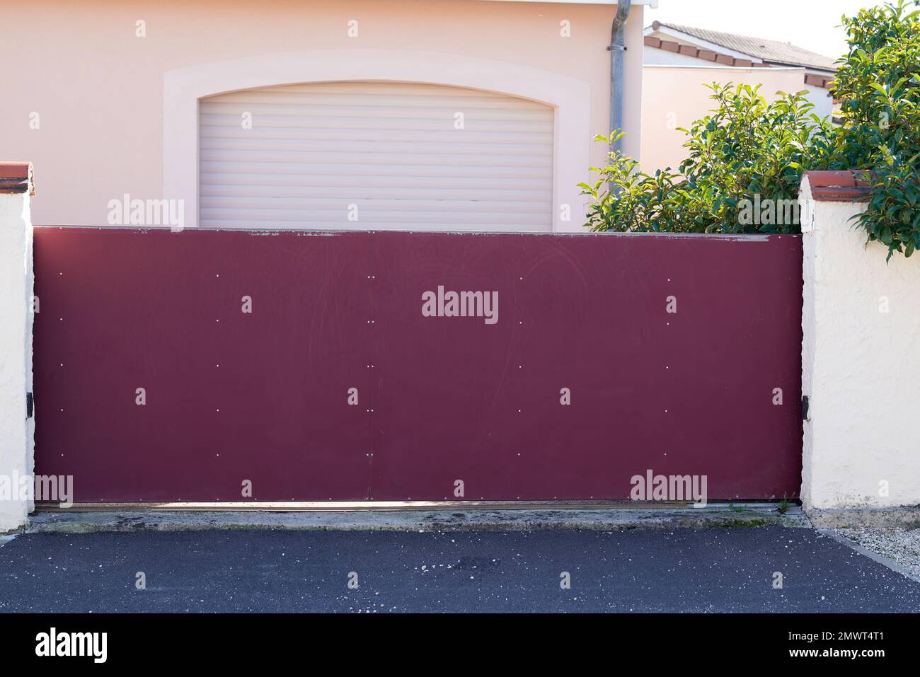 Aluminum slide steel home red bordeaux gate sliding portal of suburb ...