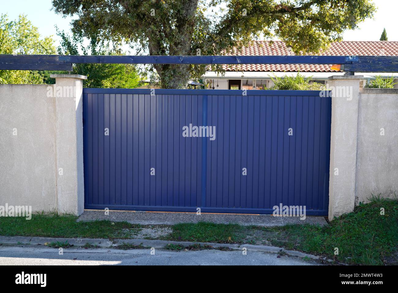 door home access aluminum gray gate and portal grey of suburb house ...