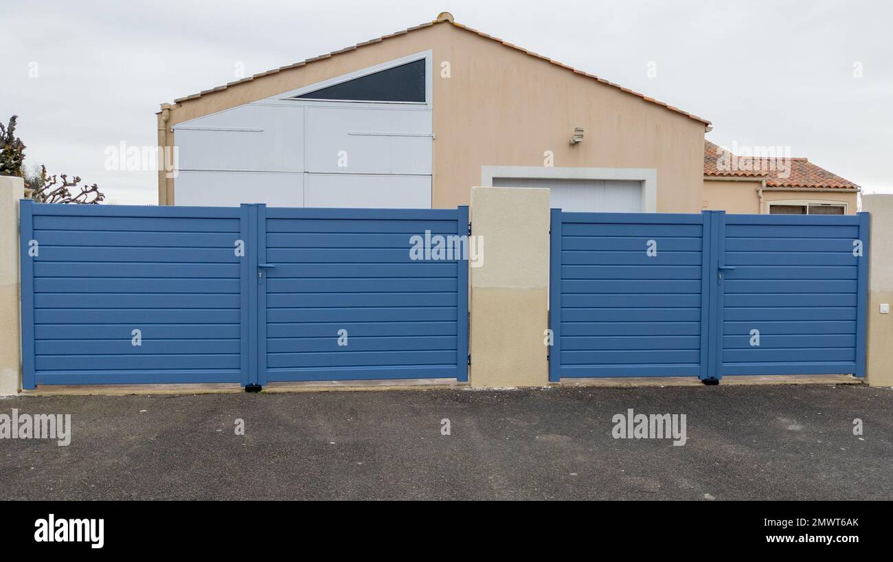 door double aluminum gray metal portal modern gate of suburb house ...