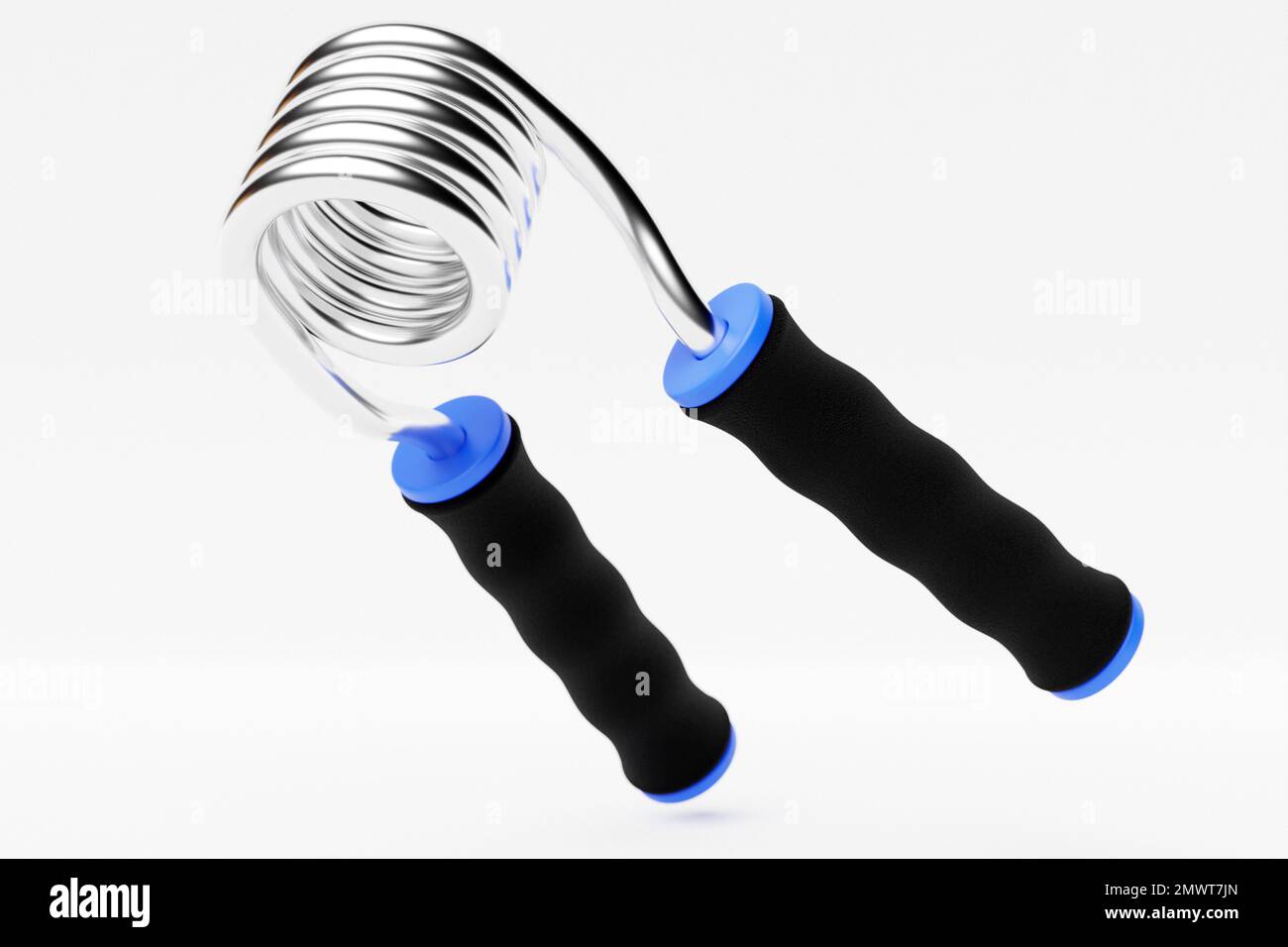 3D illustration, iron arm expander or resistance band on white ...