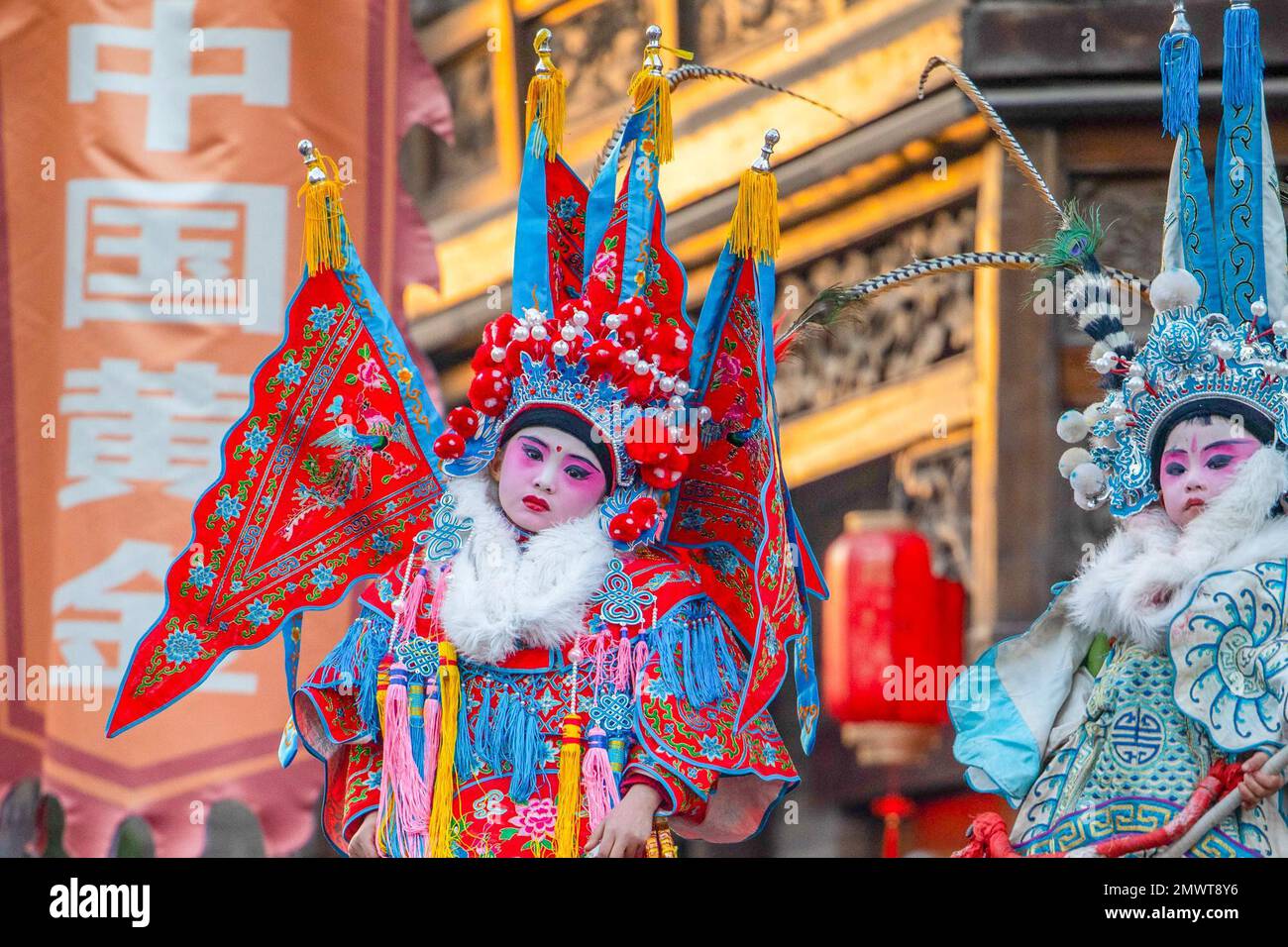 Traditional Shehuo parade was held in Xun County, Hebi City, central ...